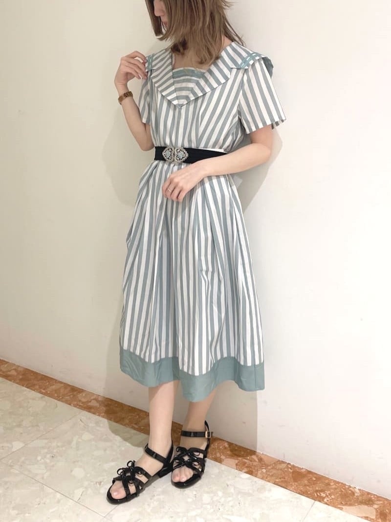 【楽天市場】【SALE／60%OFF】ストライプセーラーOP axes femme POETIQUE アクシーズファム ワンピース・ドレス シャツワンピース グリーン イエロー ブラック ...