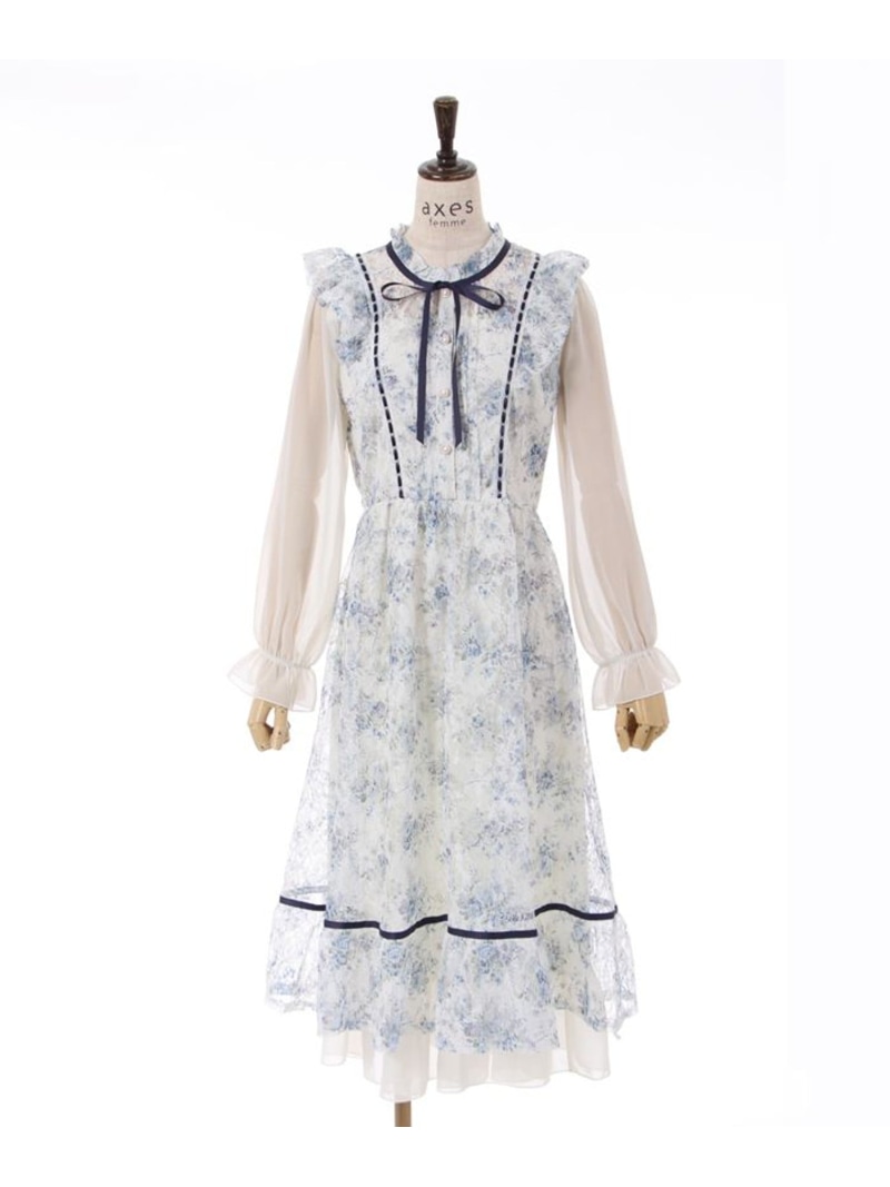 【楽天市場】【SALE／71%OFF】フローラルレースワンピース axes femme アクシーズファム ワンピース・ドレス ワンピース ブルー ネイビー ピンク【RBA_E】[Rakuten ...