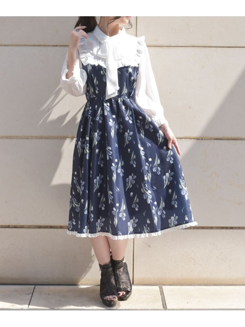 【楽天市場】チューリップ柄リボンタイワンピース axes femme アクシーズファム ワンピース・ドレス ワンピース ホワイト【送料無料】[Rakuten Fashion]：axes femme