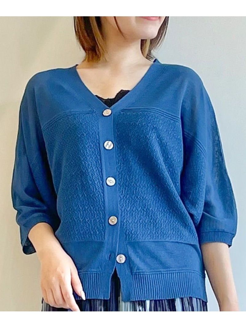 【楽天市場】【SALE／28%OFF】ボーダー風ドルマンニットカーディガン axes femme アクシーズファム トップス カーディガン ブルー ホワイト ブラック【RBA_E ...