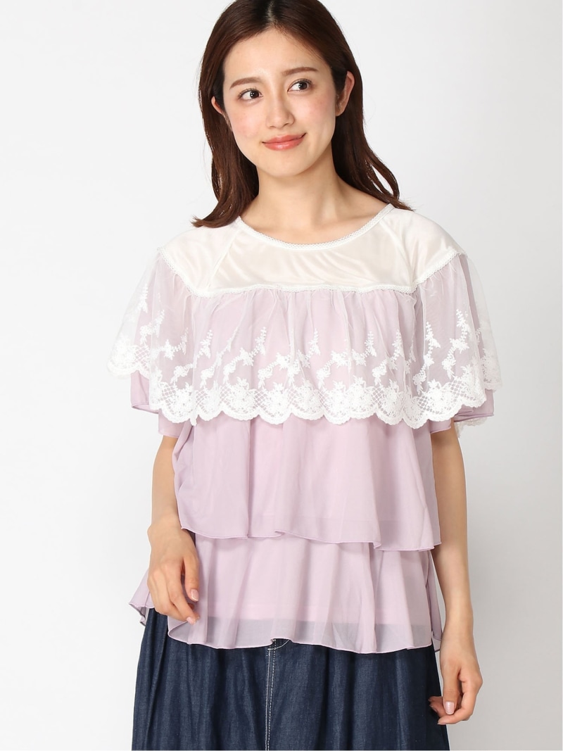 【楽天市場】【SALE／71%OFF】(W)レースケープ風バイカラーPO axes femme アクシーズファム トップス その他のトップス パープル ネイビー レッド【RBA_E ...