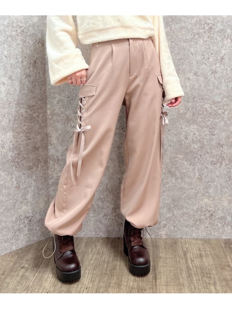 【楽天市場】【SALE／71%OFF】レースアップカーゴパンツ axes femme POETIQUE アクシーズファム パンツ その他のパンツ ブラック カーキグリーン ベージュ【RBA_E ...