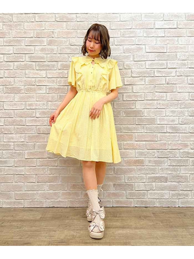 【楽天市場】【SALE／68%OFF】シアーチェックフリルミニOP axes femme POETIQUE アクシーズファム ワンピース・ドレス ワンピース イエロー ブルー ブラック【RBA ...