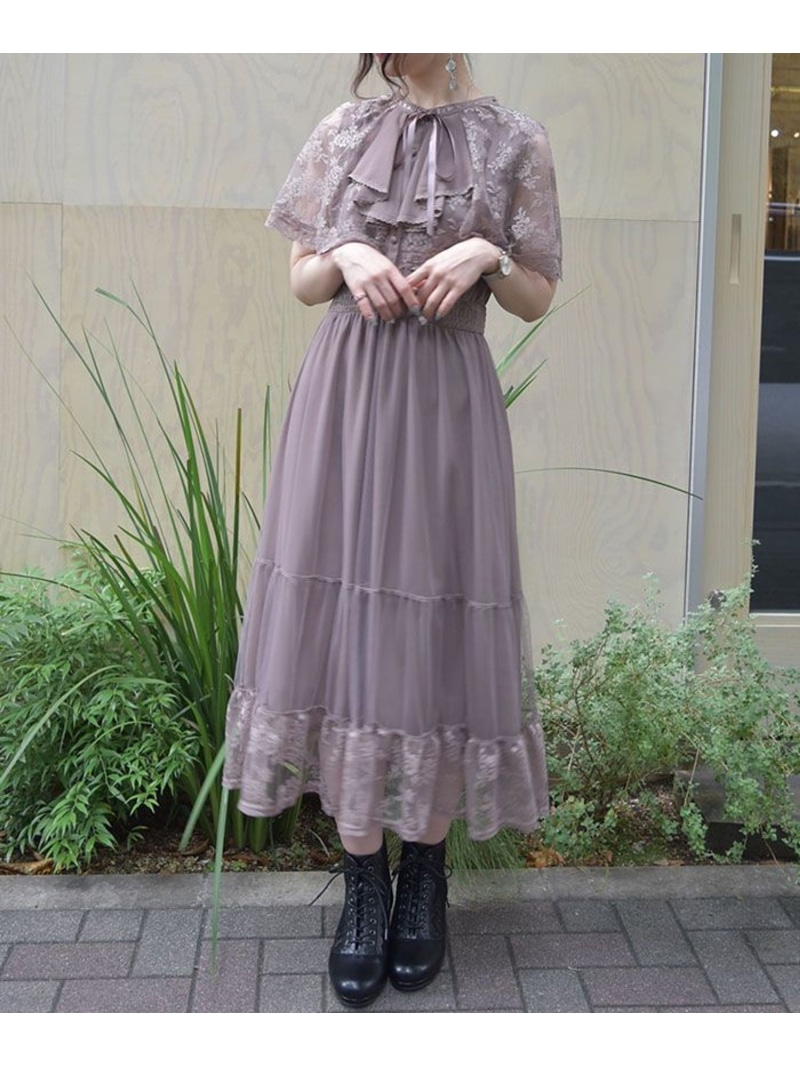 【楽天市場】ケープ風チュールワンピース axes femme アクシーズファム ワンピース・ドレス ワンピース グリーン ホワイト ピンク【送料無料】[Rakuten Fashion ...