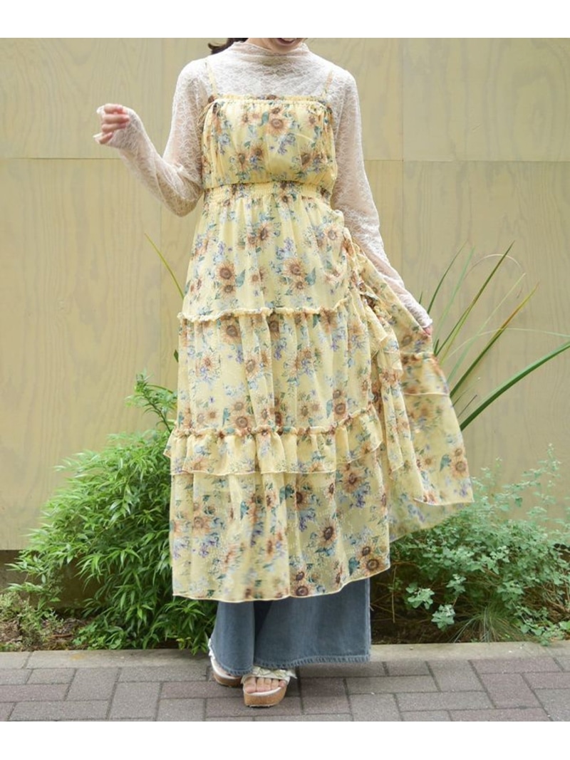 【楽天市場】ひまわり柄キャミワンピース axes femme アクシーズファム ワンピース・ドレス ワンピース イエロー ホワイト【送料無料】[Rakuten Fashion]：axes femme