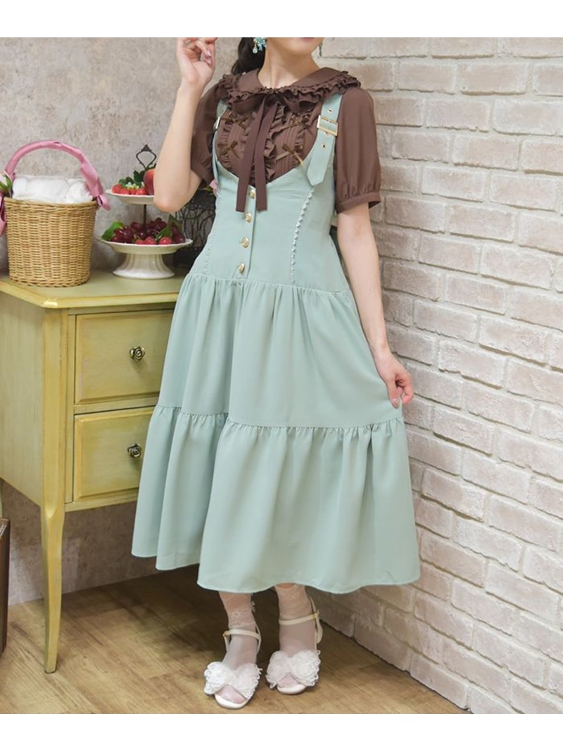 【楽天市場】【SALE／22%OFF】ティアードジャンスカ axes femme POETIQUE アクシーズファム ワンピース・ドレス ワンピース グリーン ピンク【RBA_E】【送料無料 ...