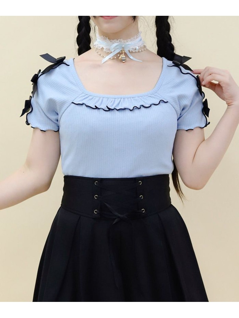 【楽天市場】メローリボンカットプルオーバー axes femme POETIQUE アクシーズファム トップス カットソー・Tシャツ ベージュ ブルー【送料無料】[Rakuten ...