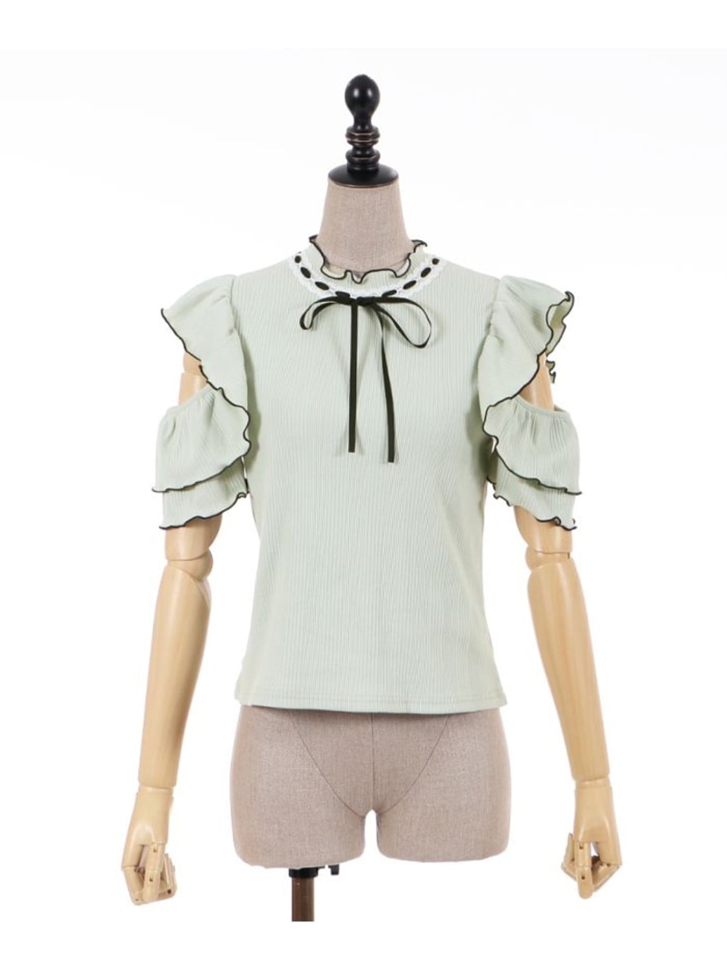 【楽天市場】【SALE／42%OFF】肩あきフリルカットPO axes femme POETIQUE アクシーズファム トップス カットソー・Tシャツ ホワイト ブラック グリーン【RBA_E ...