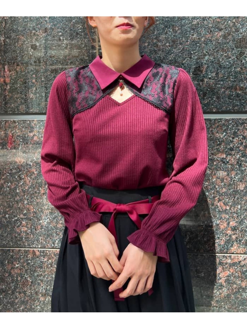 【楽天市場】【SALE／66%OFF】ローズチャーム付トップス axes femme アクシーズファム トップス カットソー・Tシャツ ブラック ホワイト レッド【RBA_E】[Rakuten ...