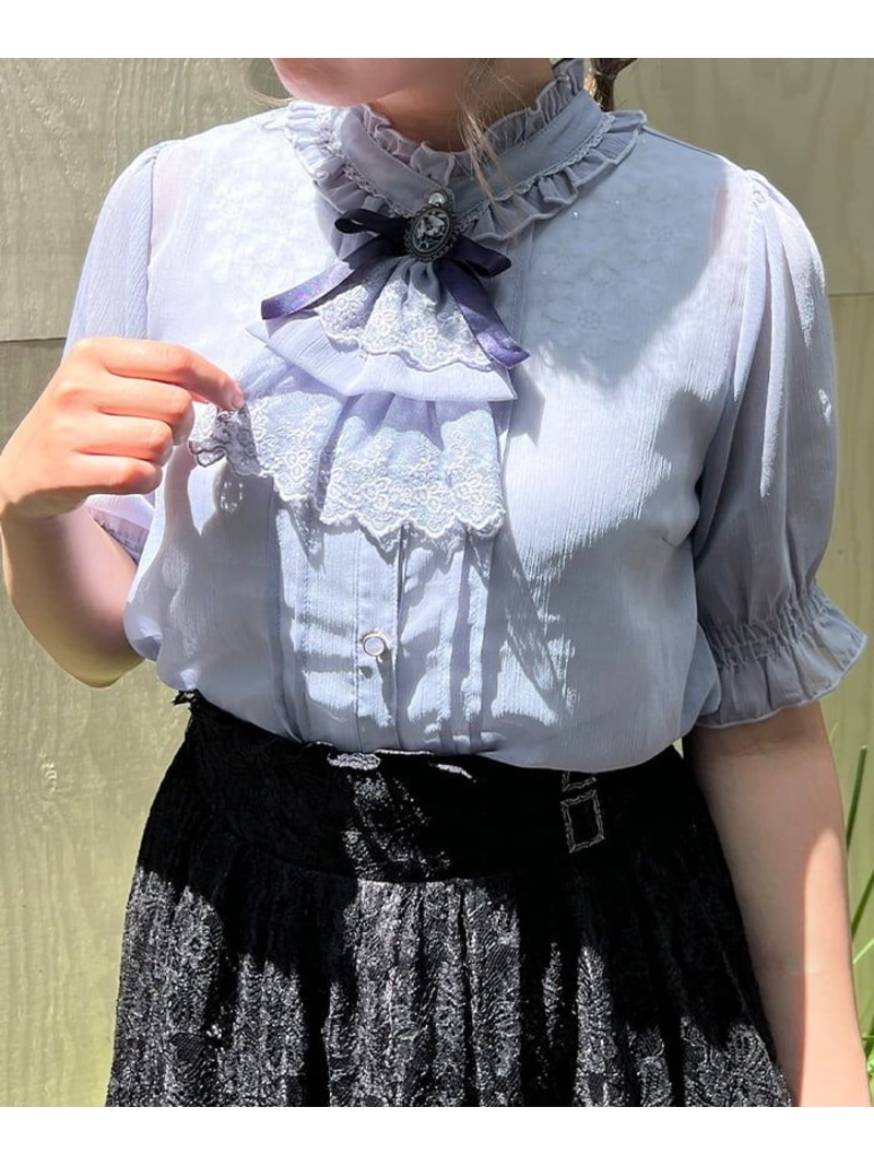 【楽天市場】【SALE／33%OFF】カメオ*ジャボブローチ付ブラウス axes femme アクシーズファム トップス シャツ・ブラウス ホワイト ブルー ブラック【RBA_E ...