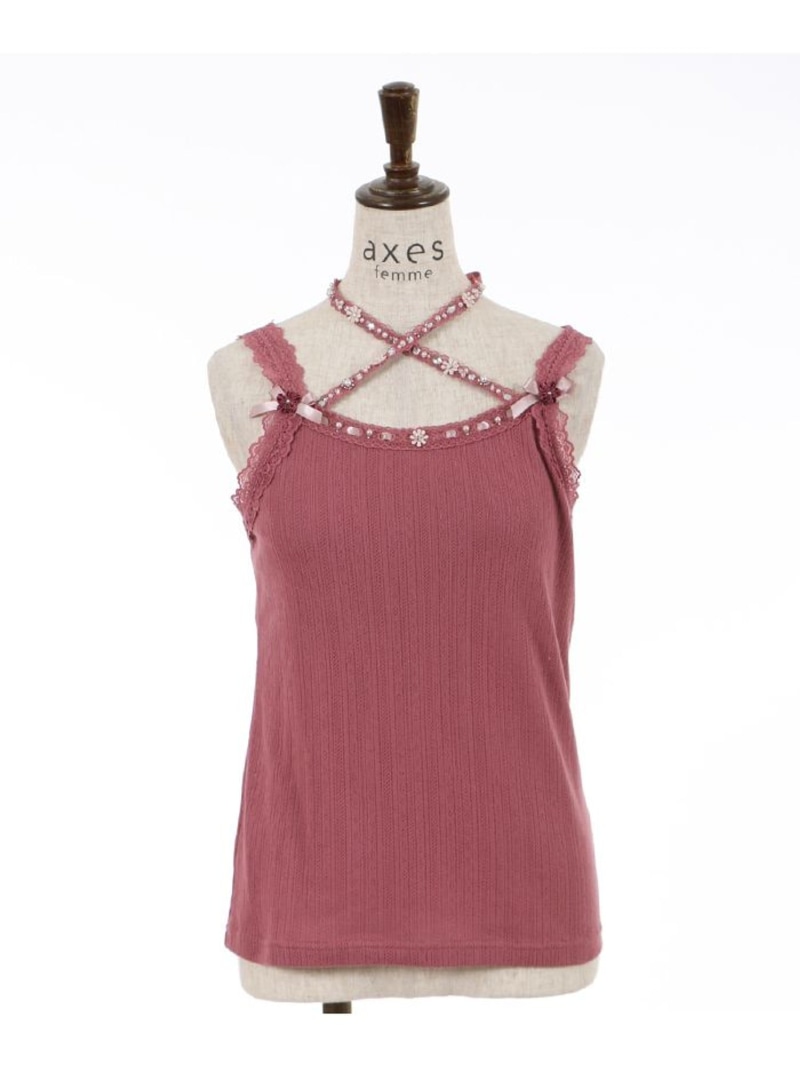 【楽天市場】【SALE／33%OFF】クロスストラップキャミソール axes femme アクシーズファム トップス キャミソール グリーン ネイビー ピンク ホワイト【RBA_E ...