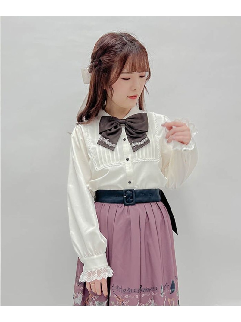 【楽天市場】【SALE／30%OFF】音符刺繍リボン付ブラウス axes femme POETIQUE アクシーズファム トップス シャツ・ブラウス ベージュ ブラック ホワイト【RBA_E ...