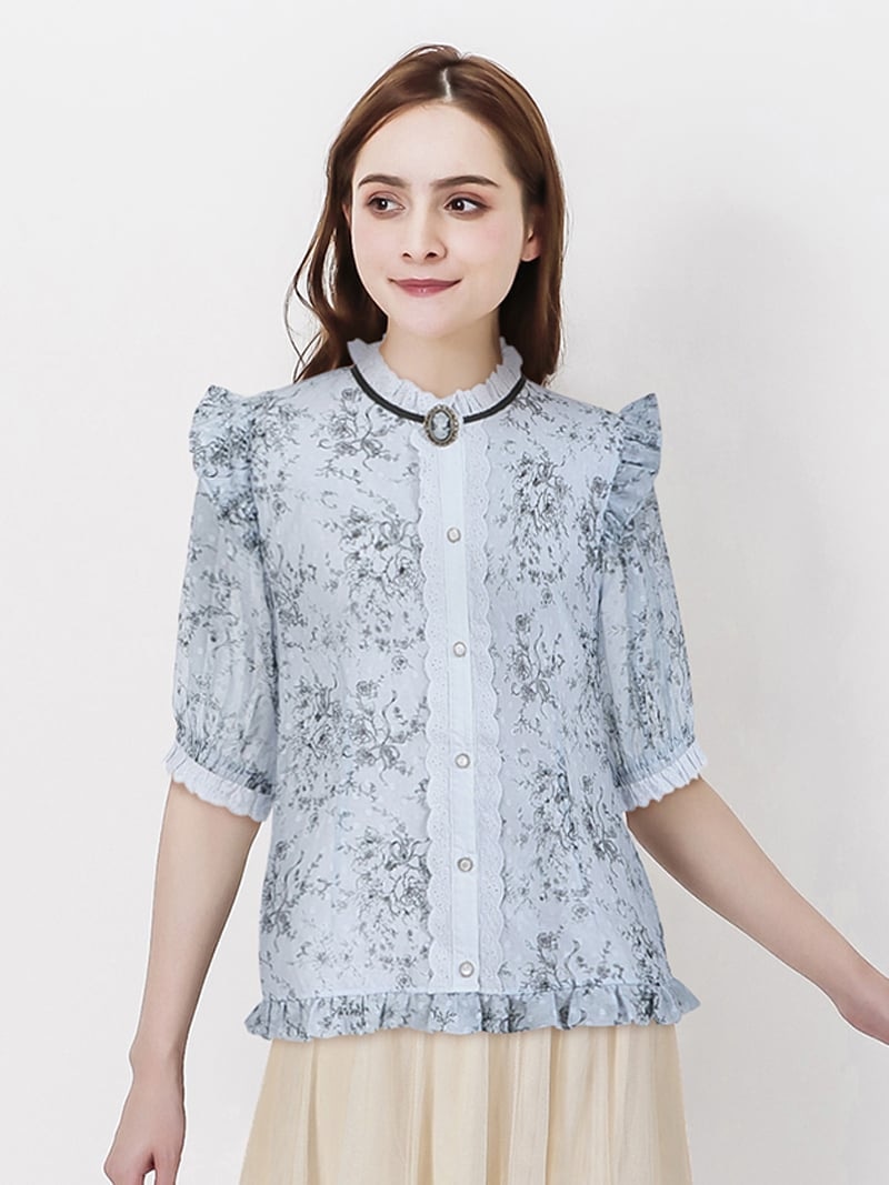 【楽天市場】【SALE／44%OFF】(W)ブーケ線画柄ドットドビーBL axes femme アクシーズファム トップス シャツ・ブラウス ホワイト ブラック ブルー【RBA_E ...