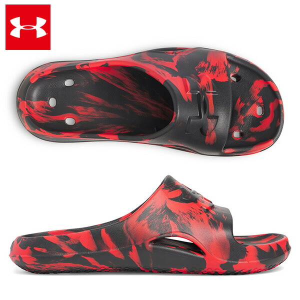 【楽天市場】アンダーアーマー UAロッカー5 カモ スライド メンズ 25SS ブラック×レッド (6000840) UA サンダル シャワーサンダル 大きいサイズ 軽量 ...