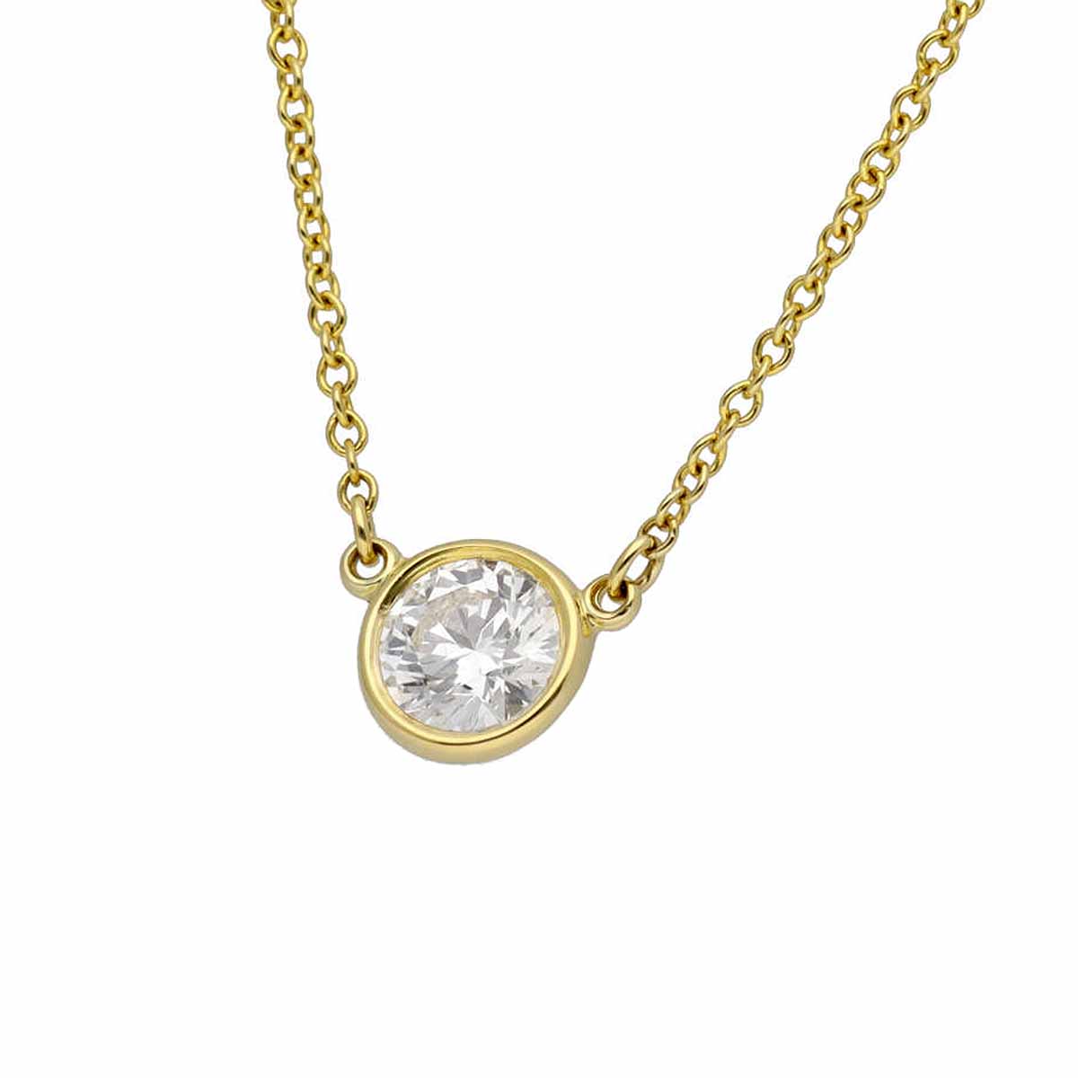 【楽天市場】TIFFANY&Co ティファニー カナダ産ダイヤモンド(0.47ct G-VS1-3Ex)バイザヤード シングル ペンダント ネックレス 750 K18 YG イエローゴールド ...