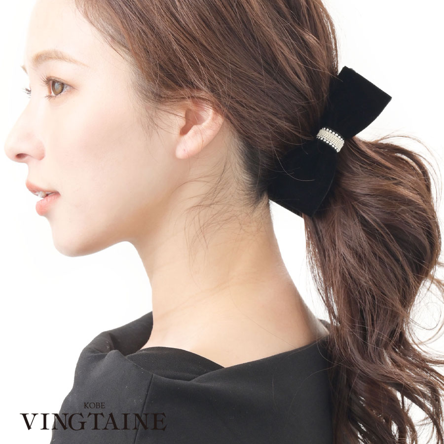 【楽天市場】★ゆうパケット送料無料★バナナクリップ ヘアクリップ リボン ベルベット チェーン ヘアアクセサリー 可愛い ギフト プレゼント H7853【mbgt】：VINGTAINE（ヴァンテーヌ）