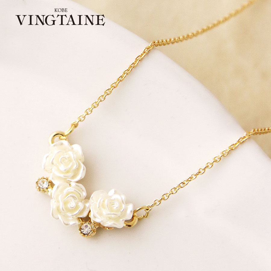 【楽天市場】ネックレス 薔薇 ローズ 3連 アジャスター式 スライド式アジャスター 可憐 上品 バラ ホワイトローズ アクセサリー 大人可愛い ...