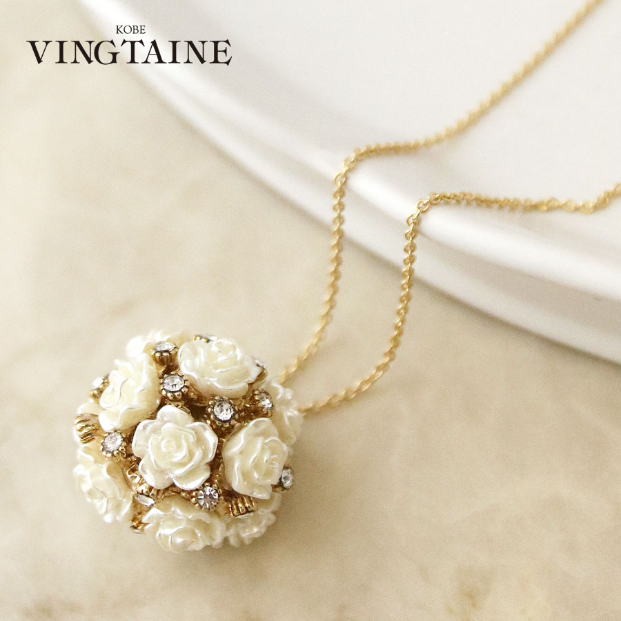 【楽天市場】ネックレス 薔薇 ローズ ロング アジャスター式 スライド式アジャスター 可憐 上品 バラ ホワイトローズ アクセサリー 大人 ...