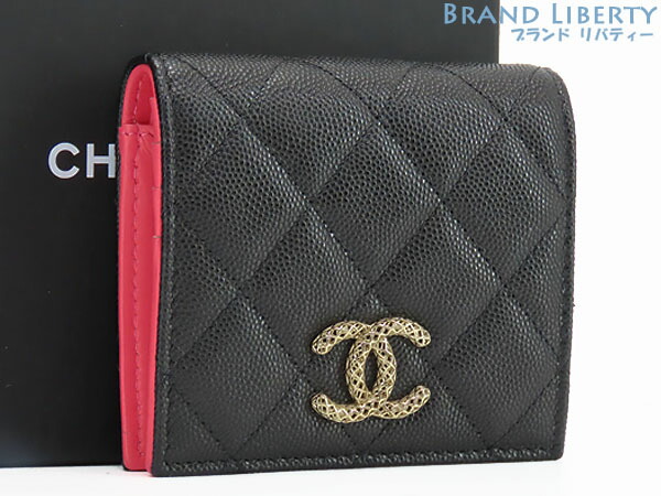 【楽天市場】【新古品】シャネル CHANEL マトラッセ ココマーク キャビアスキン スモールウォレット 二つ折り財布 コンパクト財布 ...