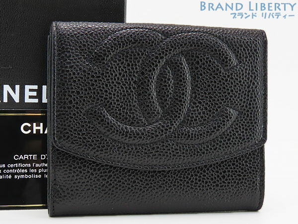 【楽天市場】【ほぼ新品】シャネル CHANEL ヴィンテージ ココマーク キャビアスキン Wホック財布 両面財布 コンパクト財布 ブラック ...