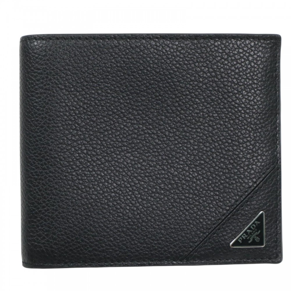 【楽天市場】プラダ 二つ折り財布 メンズ トライアングルロゴ コンパクトウォレット PRADA 2MO513 レザー ブラック 黒 シルバー ...