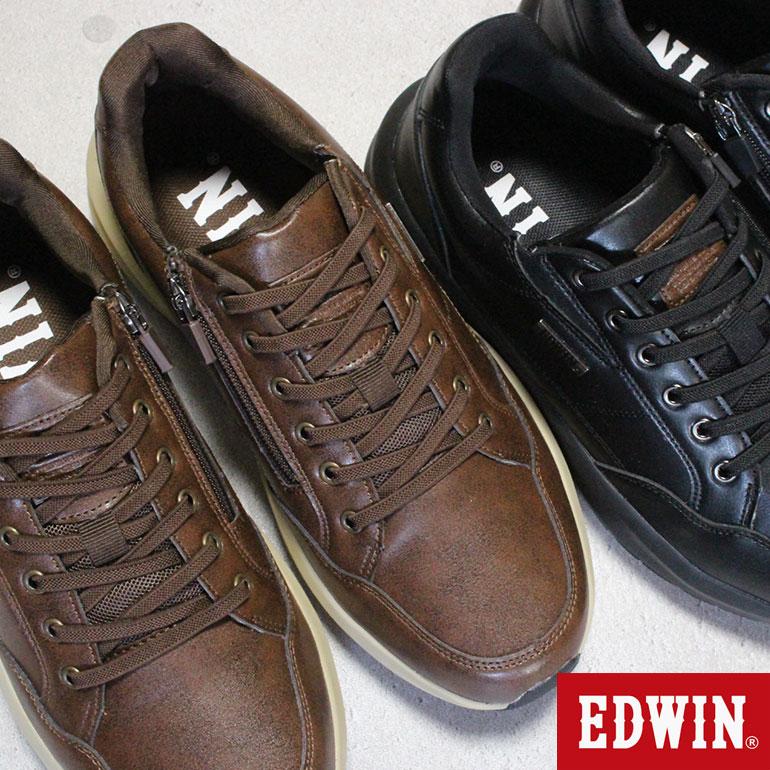 【楽天市場】エドウィン EDWIN 防水 スリッポン スニーカー EDW7368 ブラック ダークブラウン 25cm～27cm メンズ スリップオン カジュアルシューズ 靴 紐靴 紳士靴 履き ...