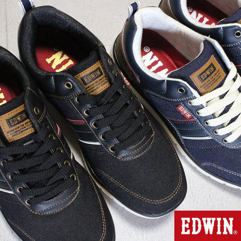【楽天市場】エドウィン EDWIN スニーカー EDW7643 ブラック・ネイビー 25cm～27cm メンズ ローカットスニーカー カジュアルシューズ 靴 紐靴 運動靴 軽量 4E ゆったり ...