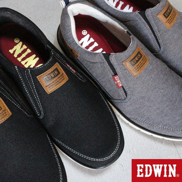 【楽天市場】エドウィン スリッポン EDW7644 ブラック・ダークグレー 25cm～27cm メンズ スリッポン カジュアルシューズ スニーカー 靴 紐なし靴 軽量 EDWIN：SHOE ...