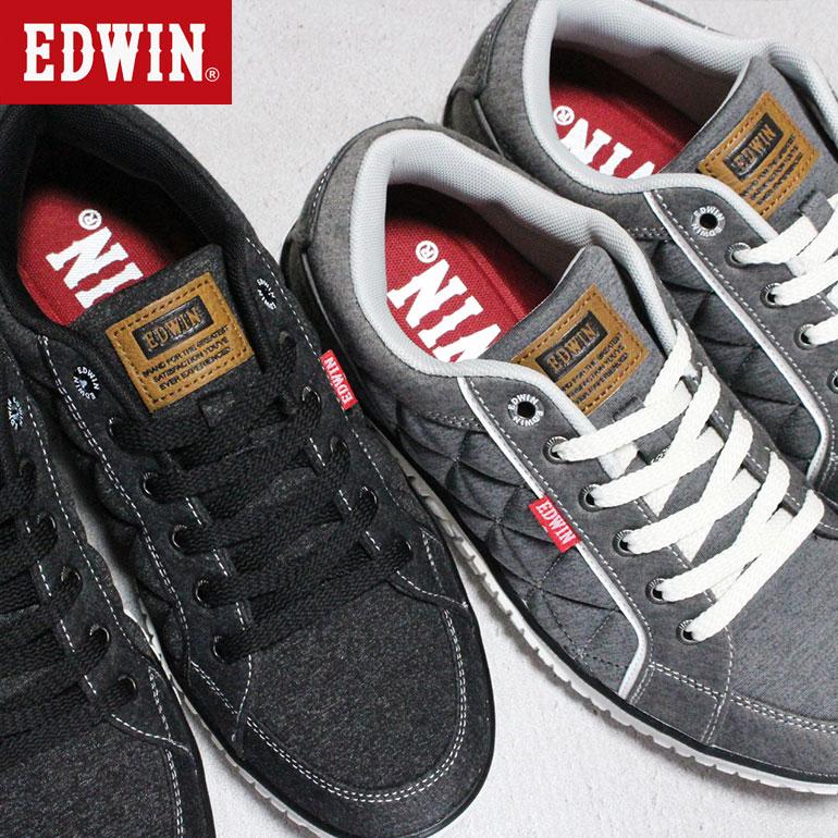 【楽天市場】エドウィン EDWIN スニーカー EDW7763 ブラック・グレー 25cm～27cm メンズ ローカットスニーカー カジュアルシューズ 靴 紐靴 運動靴 履きやすい靴 軽量 ...