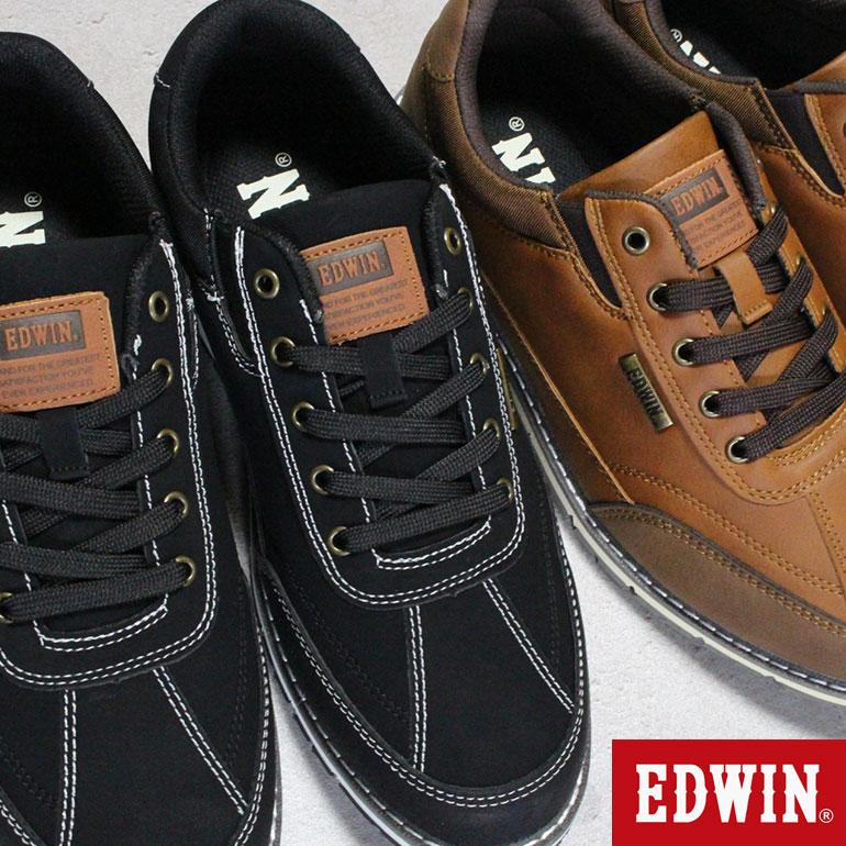 【楽天市場】エドウィン EDWIN 防水 スリッポン スニーカー EDW7986 ブラック ブラウン 25cm～28cm メンズ スリップオン ...