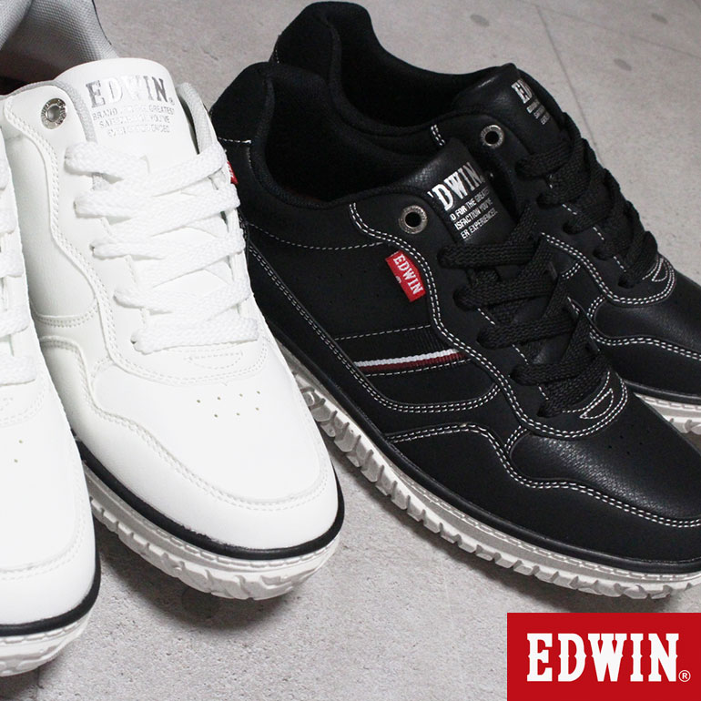 【楽天市場】エドウィン EDWIN スニーカー EDW7761 ホワイト ブラック 25cm～28cm メンズ ローカットスニーカー カジュアルシューズ 靴 紐靴 運動靴 軽い靴 軽量 ...