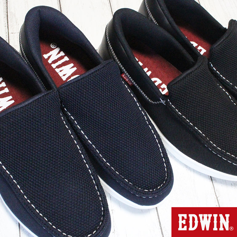 【楽天市場】エドウィン デッキシューズ EDW7087 ブラック ネイビー 25cm～27cm メンズ カジュアルシューズ スリッポン 履きやすい靴 紳士靴 軽い靴 軽量 EDWIN ...