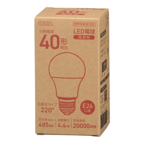 【楽天市場】LED電球 E26 40形相当 電球色 オーム LDA4L-G AG56：Bサプライズ 楽天市場店