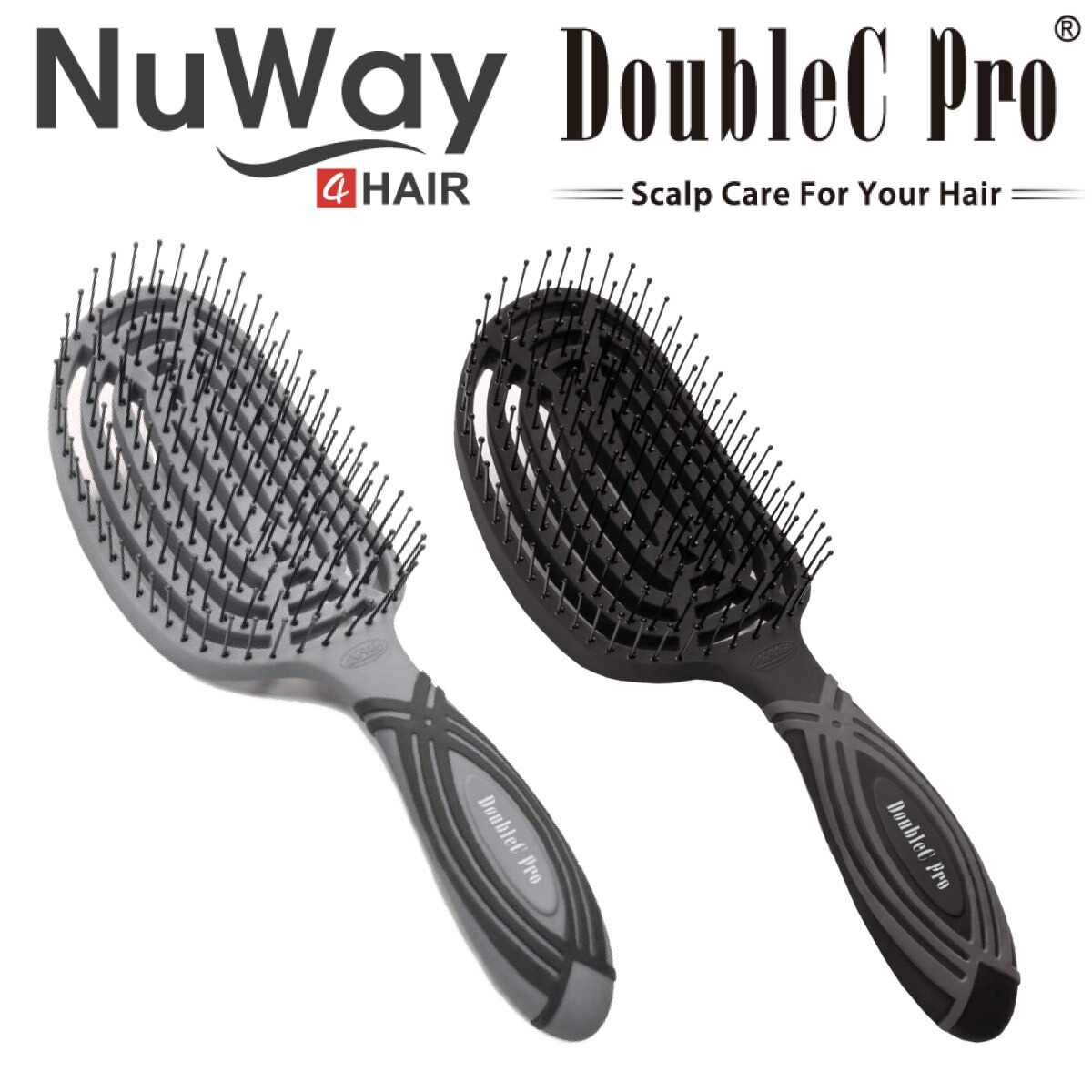 【楽天市場】速乾ヘアブラシ ニューウェイ NuWay Double C Pro [ブラック・グレー] 滑りにくい スケルトンブラシ スカルプケア 髪が傷まない キレイになる：Baby ...
