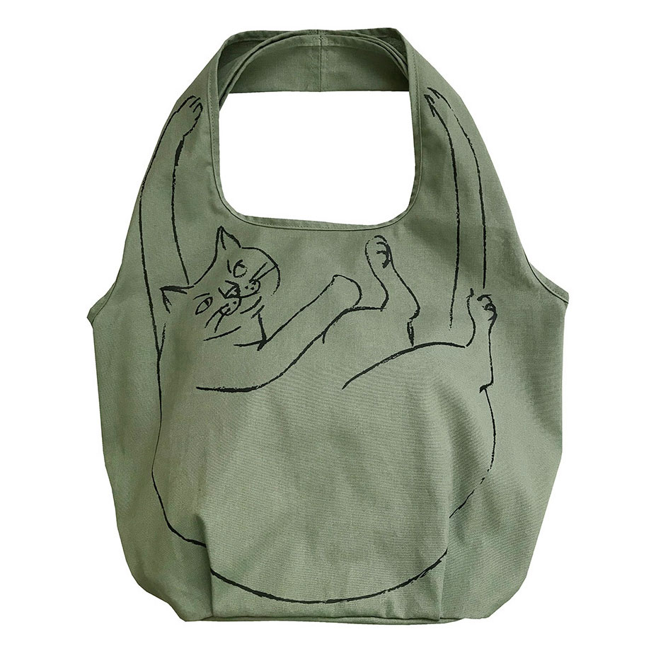 【楽天市場】エコバッグ ROOTOTE NA.ルーショッパーマルシェ-B 仕切りやポケット付き、収納力も自慢！ 猫 ねこ ネコ neko イラスト トートバッグ 折りたたみ 収納コンパクト ...