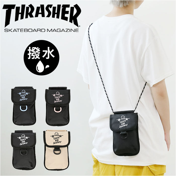 【楽天市場】THRASHER スラッシャー スマホショルダー 好評 スマホポーチ ミニショルダー ショルダーバッグ ショルダーバック ...