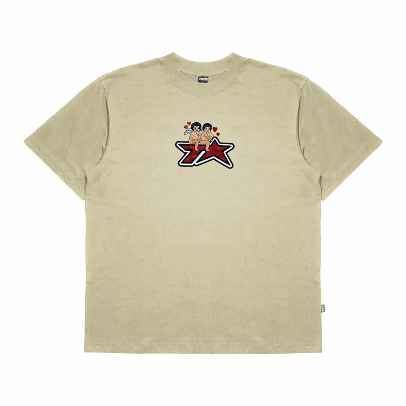 【楽天市場】テレビジスター TELEVISI STAR クルーネックTシャツ M,L,XLサイズ ベージュ トップス 半袖 グラフィック ...