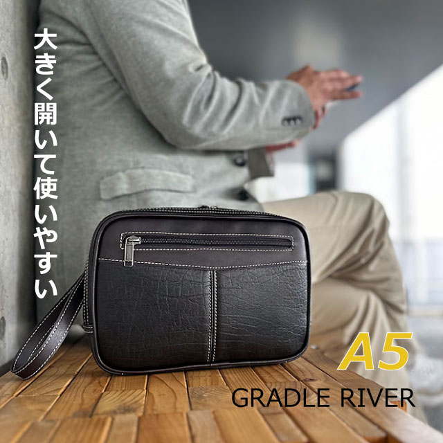 【楽天市場】セカンドバッグ メンズ CRADLE RIVER クレイドルリバー セカンドポーチ A5サイズ 25953 合皮 セカンドバック ブランド 男性 小さめ ストラップ付き ファスナー ...