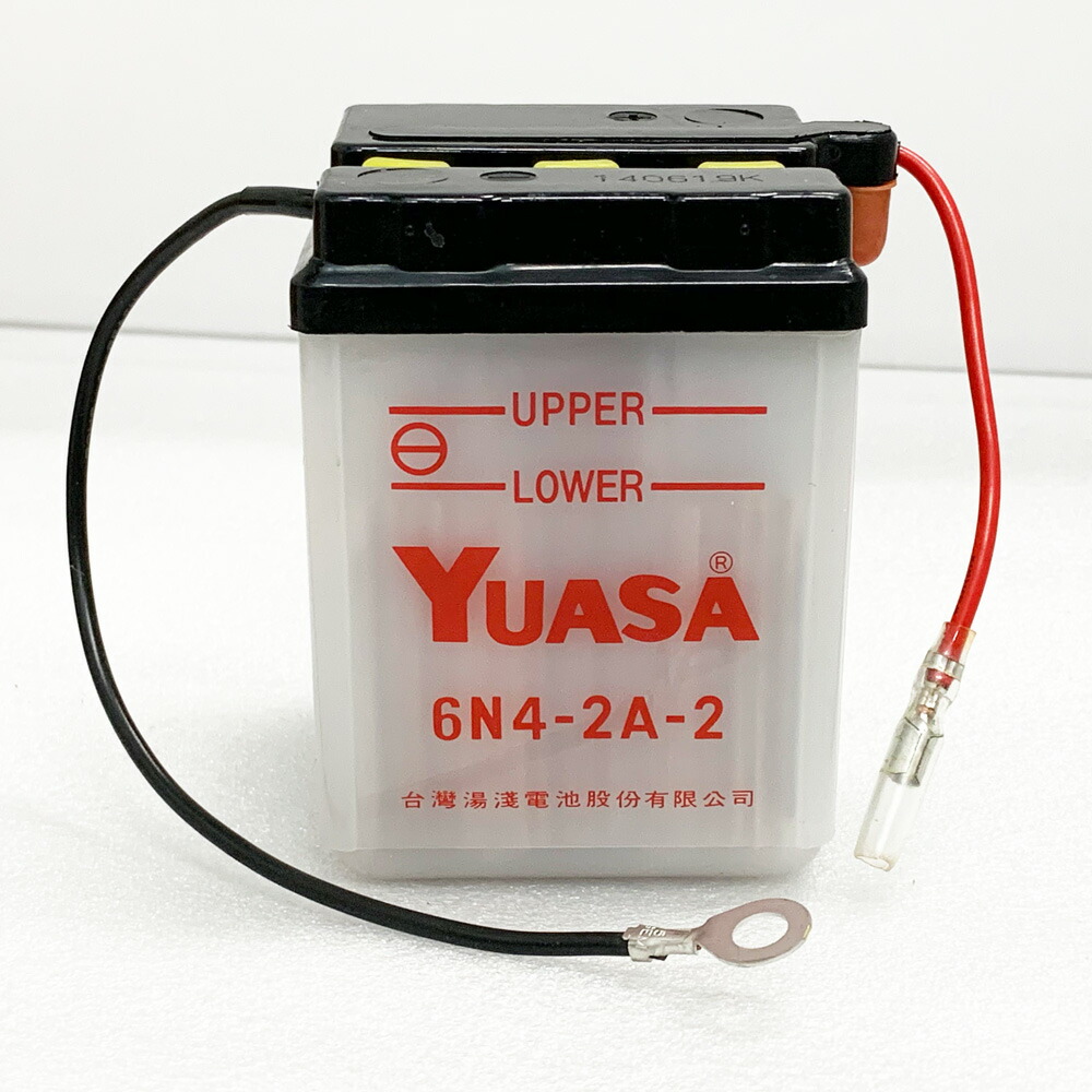 【楽天市場】台湾 YUASA ユアサ 6N4-2A-2 開放型 6Vバイクバッテリー GR50 RZ50 タウンメイト T50 T80 ...