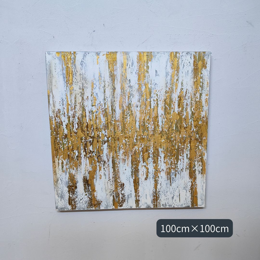【楽天市場】ギフト 人気 絵画 抽象画 金 ゴールド ホワイト ライン W100×H100cm フレームなし モダン アートパネル 大きい ...