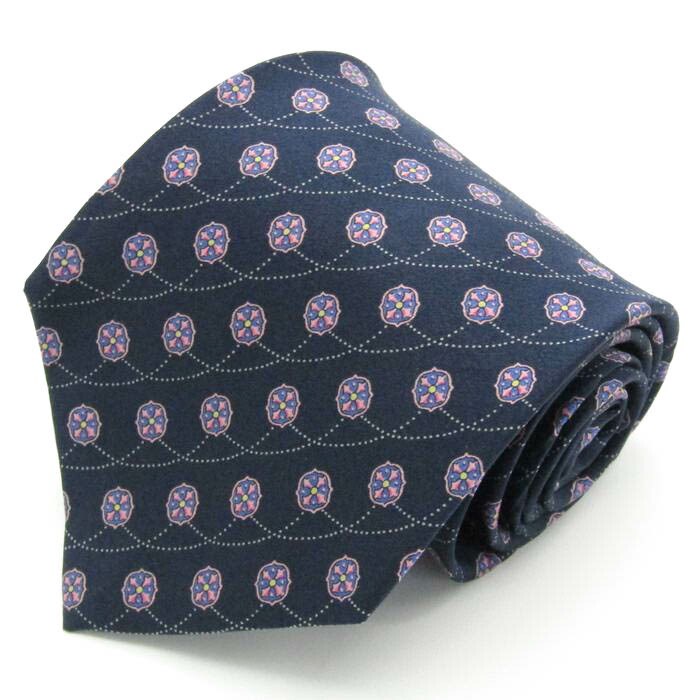 【楽天市場】キミジマ KIMIJIMA シルク 総柄 日本製 ブランド 小紋柄 ネイビー シルク ブランド ネクタイ 送料無料 【中古】【良品 ...
