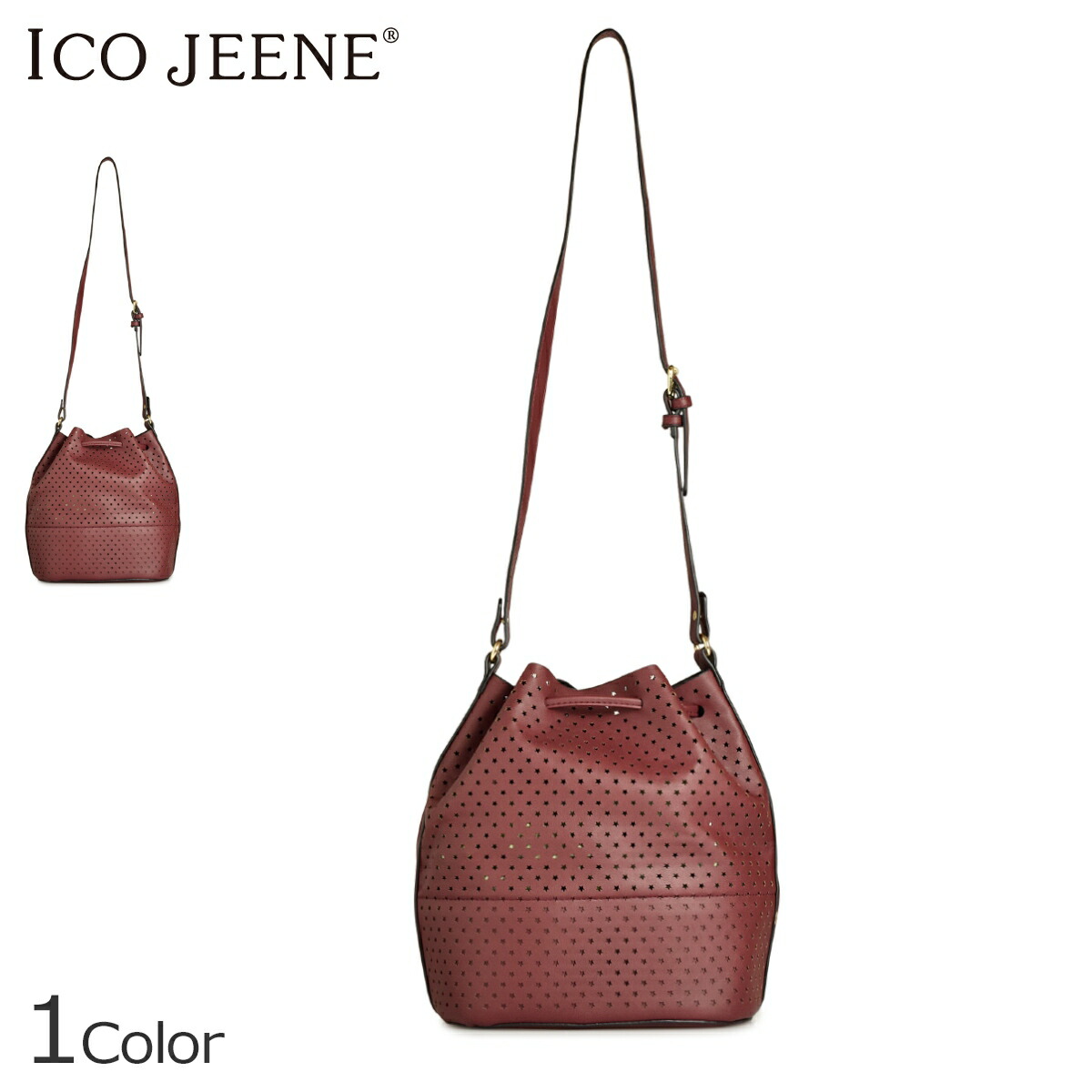 【楽天市場】イコジーニ バッグ レディース 本革 ショルダーバッグ 巾着 ポーチ付 ICO JEENE スターカットワーク カバン 贈り物 ...