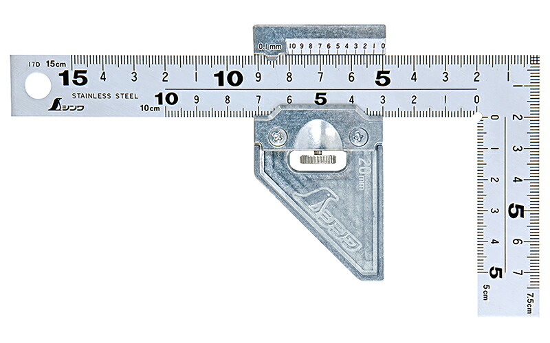 【楽天市場】シンワ測定 12485 ／ 曲尺厚手広巾 シルバー15cm表裏 同目8段 曲尺用ストッパー金属製付：馬力屋