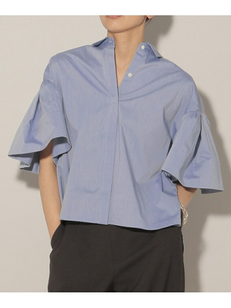 【楽天市場】(W)ブロードフレアスリーブSH BARNYARDSTORM バンヤードストーム トップス シャツ・ブラウス ブルー ホワイト【送料無料】[Rakuten Fashion ...