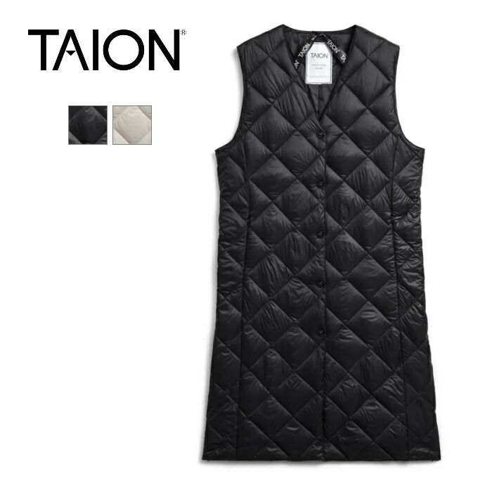 【楽天市場】【SALE 20%OFF】TAION タイオン レディース シティ シングル ロングダウンジレ Vネック ダウンベスト インナー ...