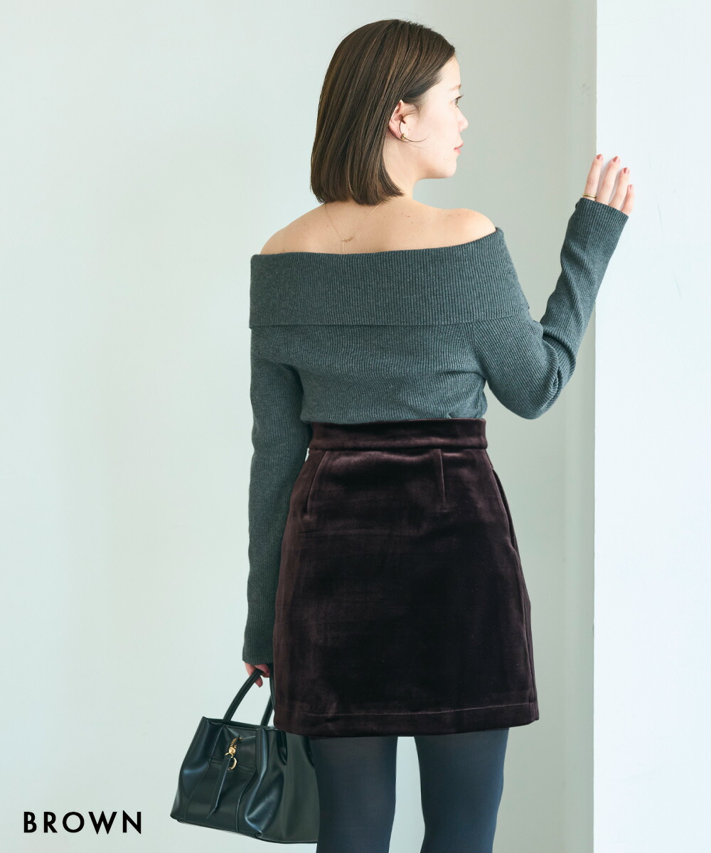 【クーポンで4,950円 12/26(金)12時40分~23時59分まで】【HARUKA DESIGN】ベロアスカート｜ベロア レディース ...
