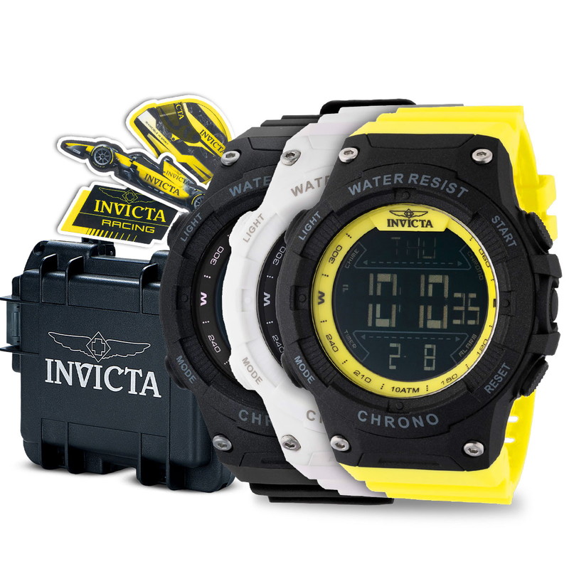 【楽天市場】Invictaインビクタ Racing Digital メンズ Triple Watch Bundle 52mm Black ...