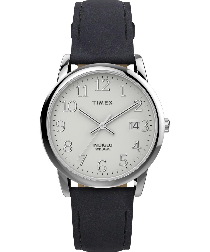 【楽天市場】Timex メンズ Easy Reader 35mm Watch - Black Strap White Dial Silver ...