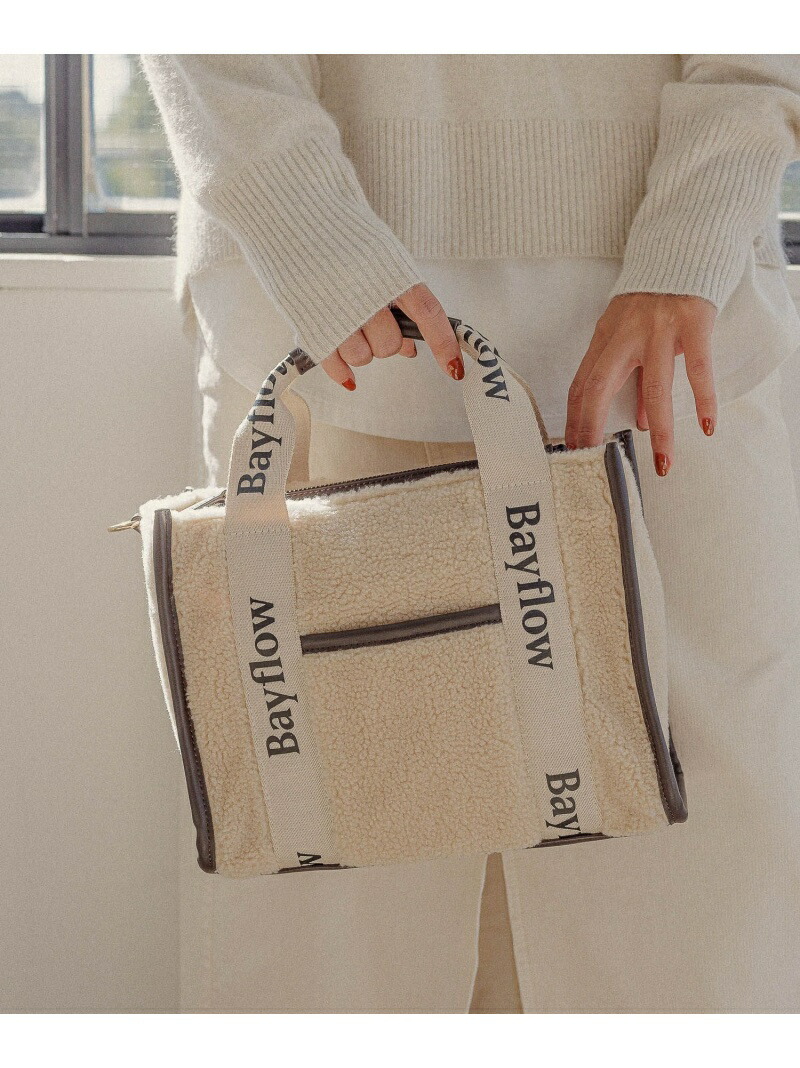 【楽天市場】【SALE／30%OFF】(W)ロゴテープボアトート BAYFLOW ベイフロー バッグ トートバッグ ベージュ ホワイト【RBA ...