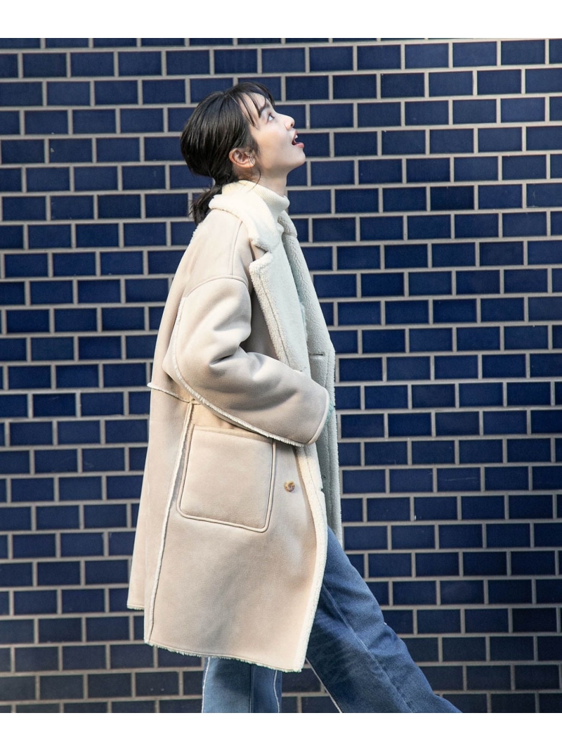 【楽天市場】【SALE／50%OFF】(W)2WAYフェイクムートン BAYFLOW ベイフロー ジャケット・アウター ピーコート ベージュ ...